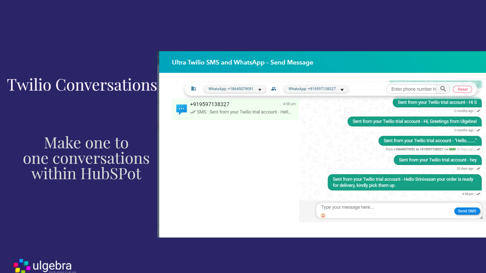 Ultra Twilio Sync by Ulgebra HubSpot Integration | Connect Them Today